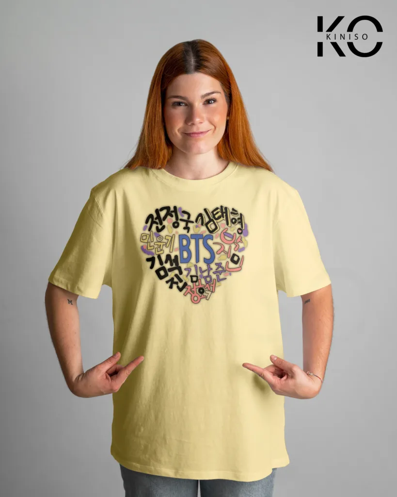 BTS Graphic T-shirt - Korean Heart Shape - For Girls In Dhaka - KINISO
